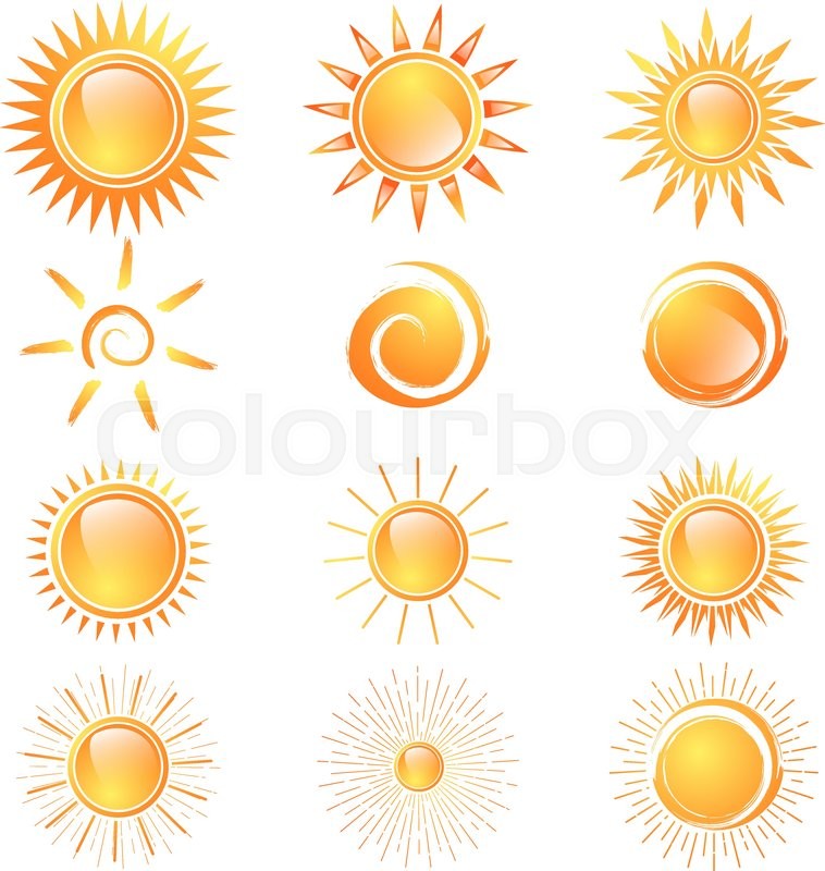 Different Sun Collection Over White ... | Stock vector | Colourbox