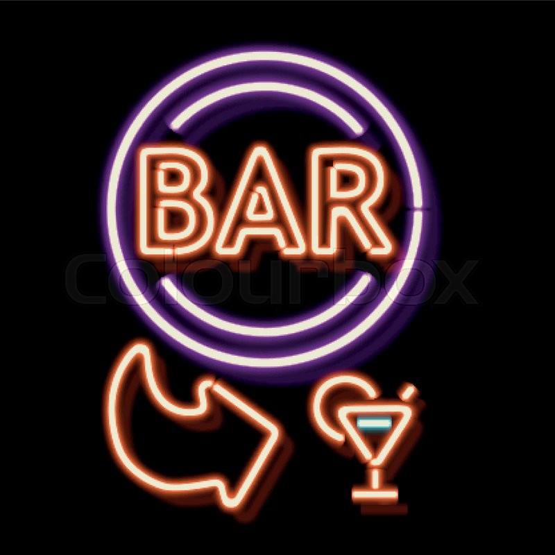 Retro neon sign with the word bar. ... | Stock vector | Colourbox
