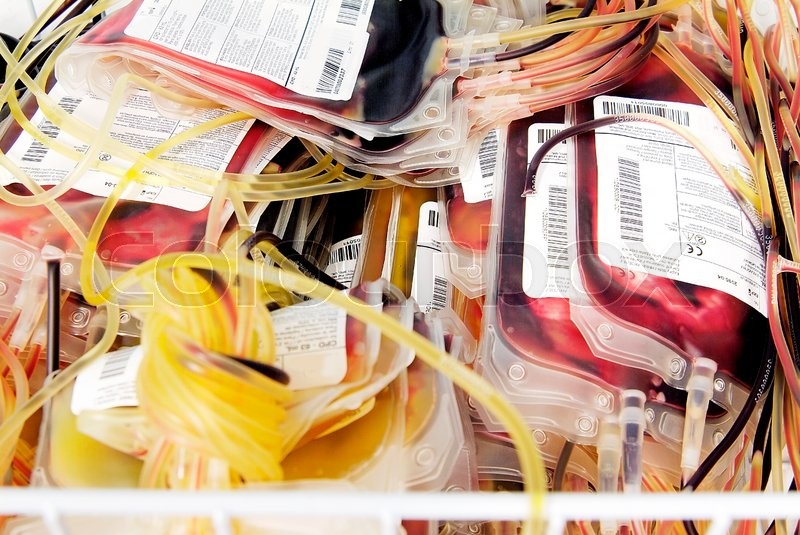 Heap of bloody bags and plasmain a ... | Stock image | Colourbox