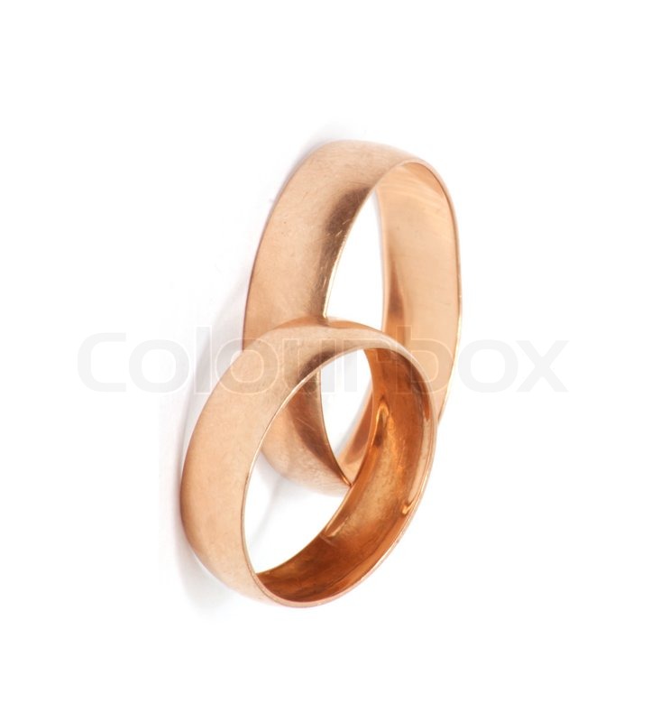 Two gold ring isolated on white | Stock Photo | Colourbox