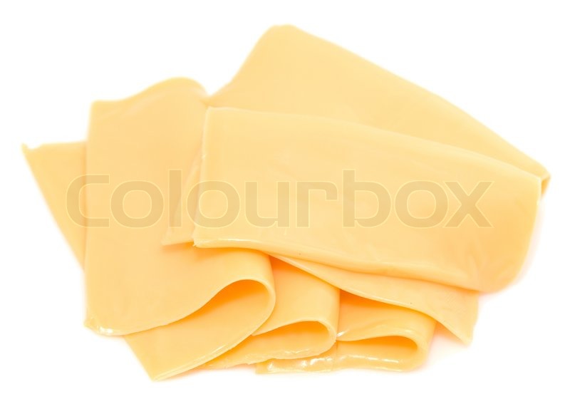 Skive ost isoleret på hvidt | Stock foto | Colourbox