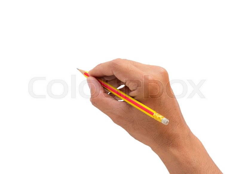 Hand holding a pencil isolated on a ... | Stock image | Colourbox