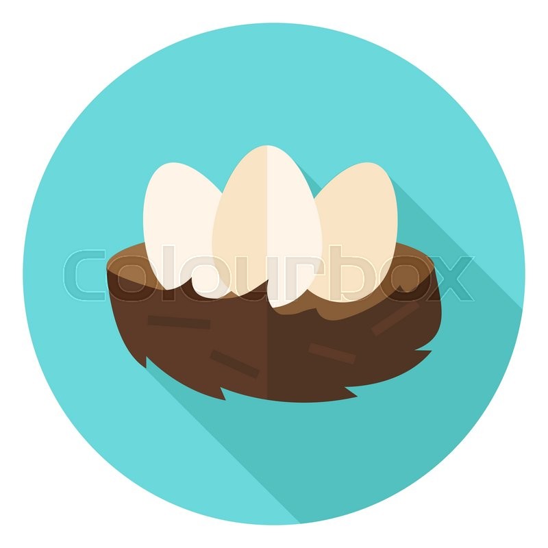 Nest with Eggs Circle Icon. Flat ... | Stock vector | Colourbox