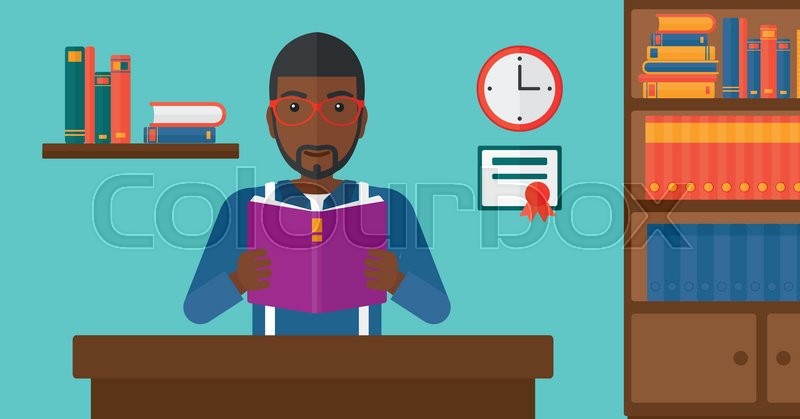 An african-american man reading a book ... | Stock vector | Colourbox