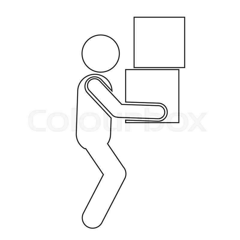 Man Moving Box Pictogram Icon ... | Stock vector | Colourbox