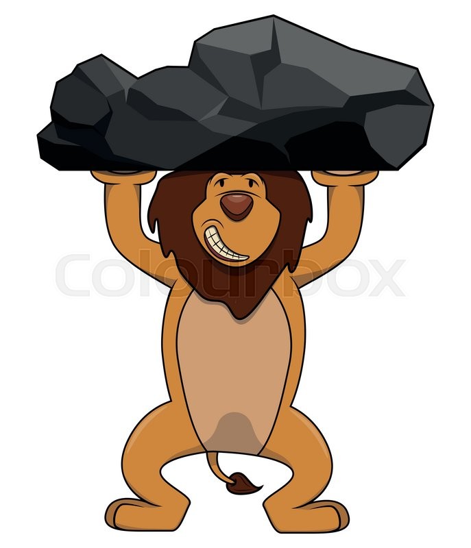 Lion handling stone | Stock vector | Colourbox
