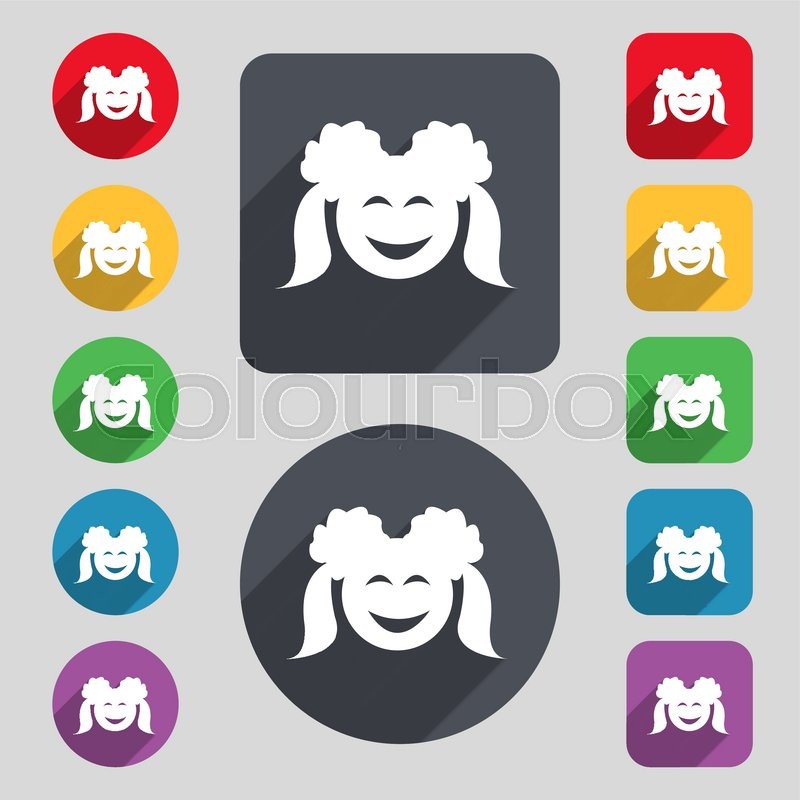 Smiling girl icon sign. A set of 12 ... | Stock vector | Colourbox