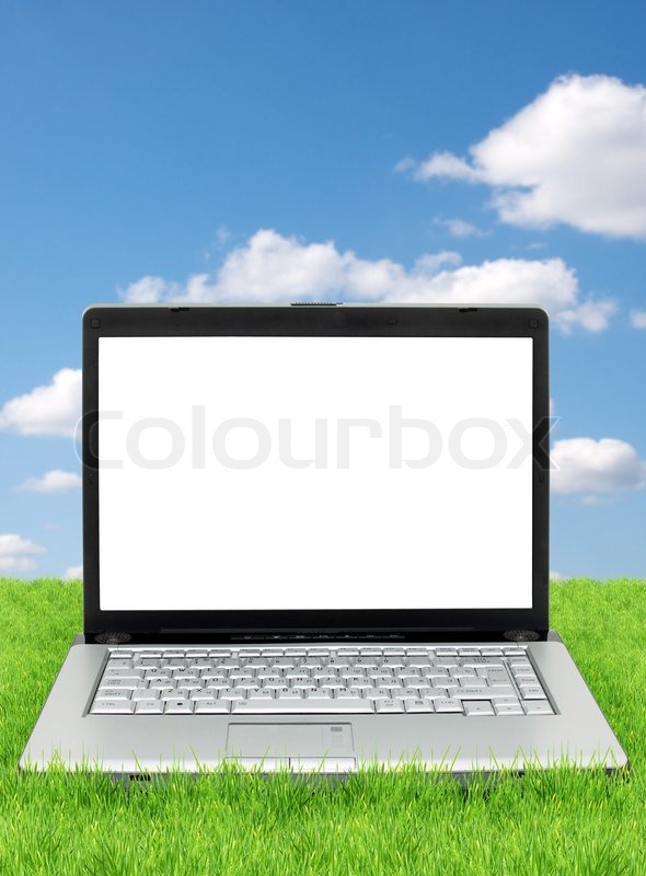 Open Laptop mit Tastatur und Bildschirm ... | Stock Bild | Colourbox