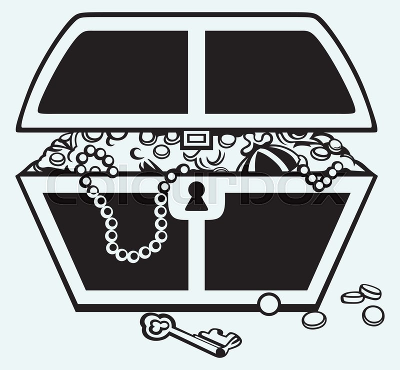 Jewellery and a box isolated on blue ... | Stock vector | Colourbox