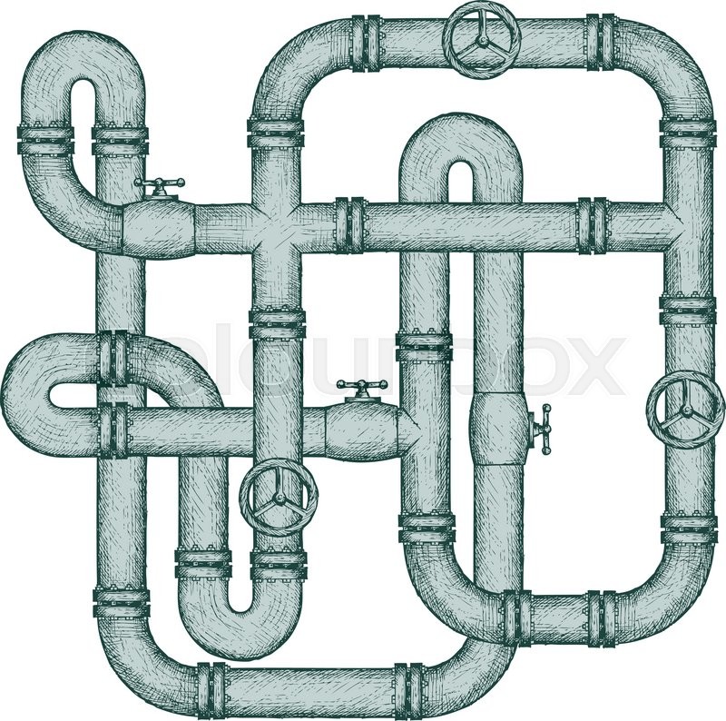 Maze of metal pipes. Illustration in ... | Stock vector | Colourbox