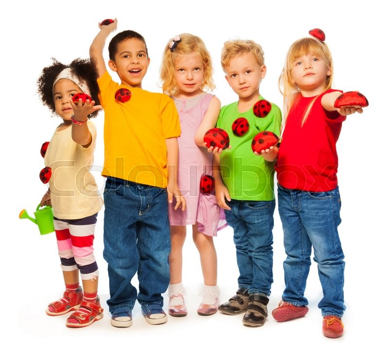 Group of five years old kids with ... | Stock image | Colourbox
