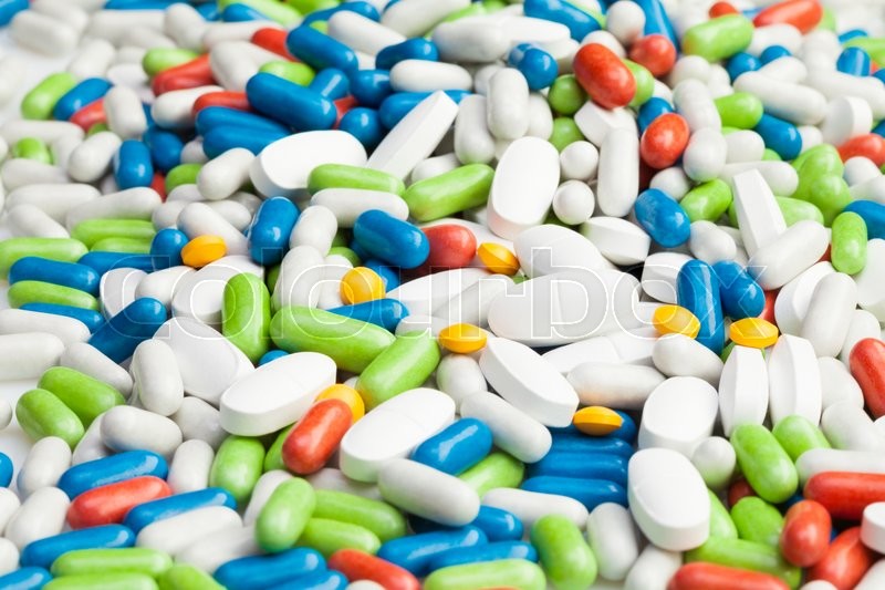 Pile of drugs, many different pills and ... | Stock image | Colourbox