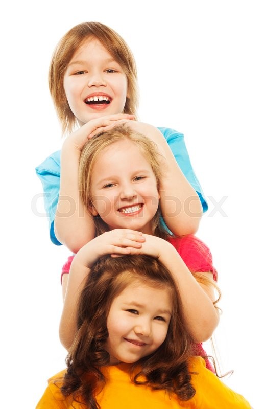 Closeup of three diversity looking kids ... | Stock image | Colourbox