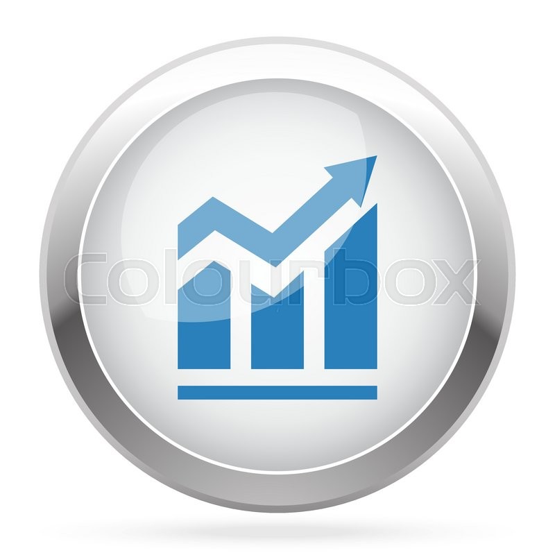 Blue Trend icon on white glossy chrome ... | Stock vector | Colourbox