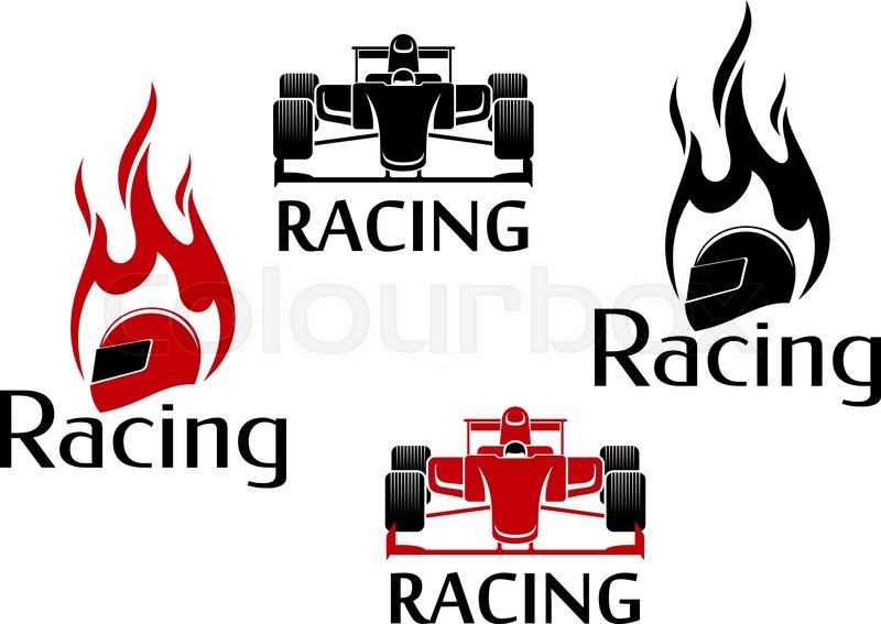 Car racing symbols in red and black ... | Stock vector | Colourbox
