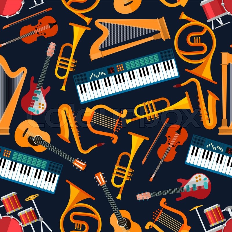 Musical instruments seamless pattern ... | Stock vector | Colourbox