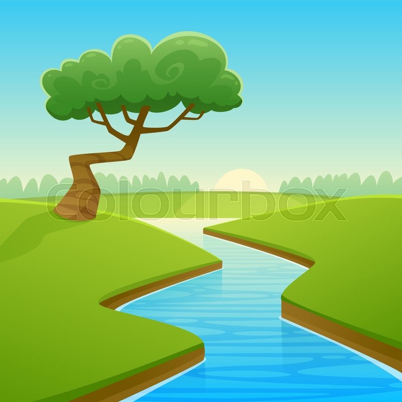 Cartoon illustration of summer rural ... | Stock Vector | Colourbox