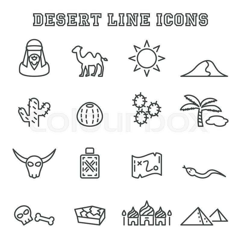 Desert line icons, mono vector symbols | Stock vector | Colourbox
