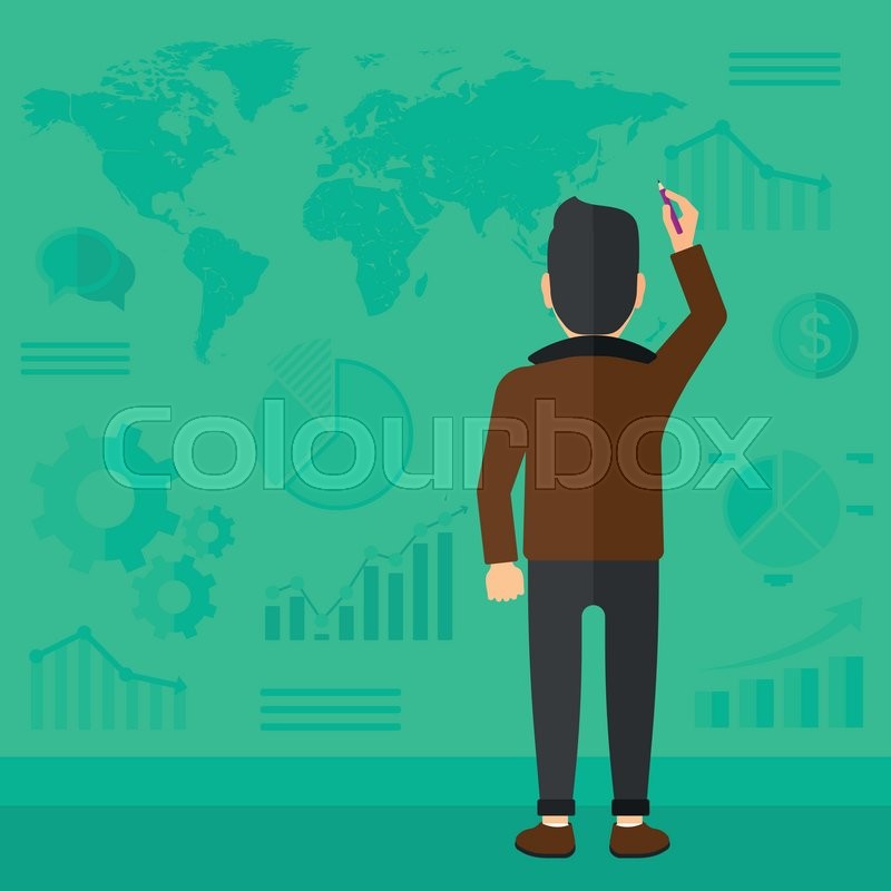 A man turned back painting something ... | Stock vector | Colourbox