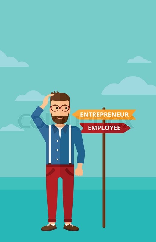 A confused man with two career choices ... | Stock vector | Colourbox
