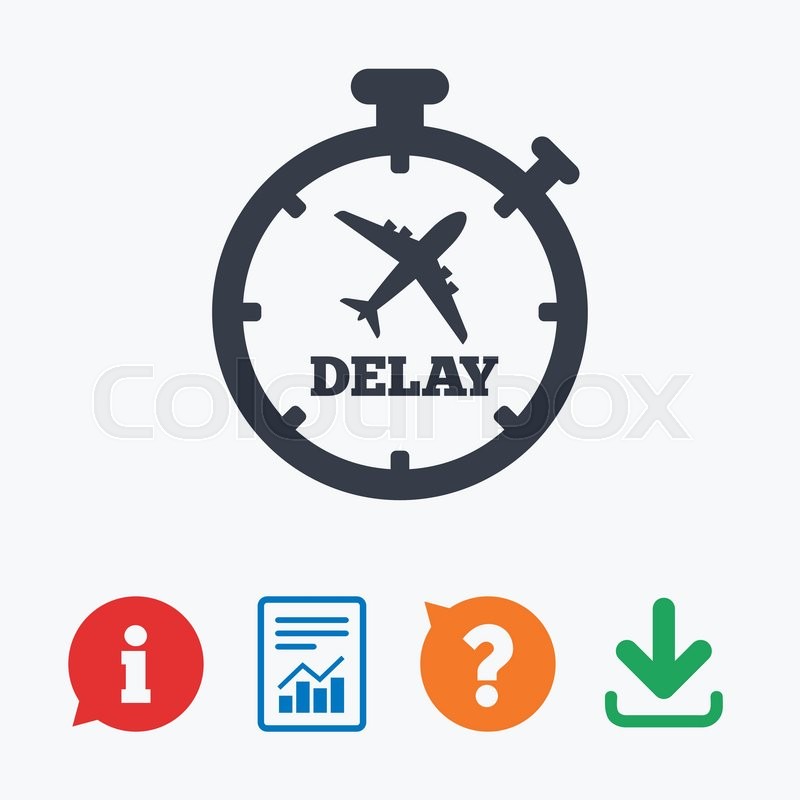 Delayed flight sign icon. Airport ... | Stock vector | Colourbox