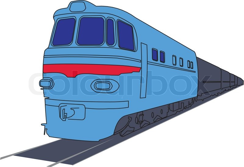 Vector diesel locomotive or train on ... | Stock vector | Colourbox