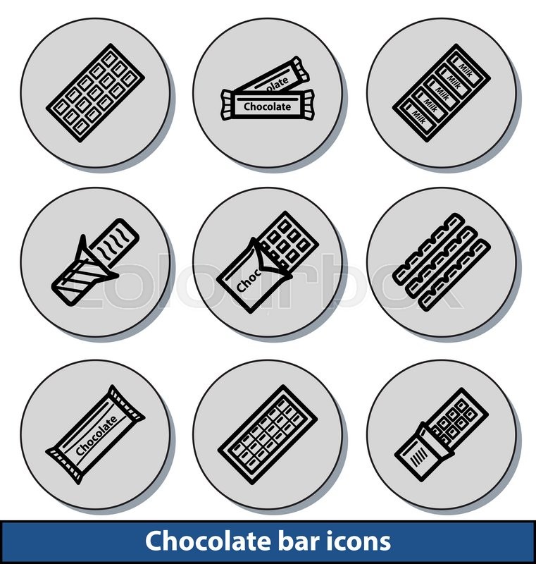 Set of light chocolate bar icons with ... | Stock Vector | Colourbox
