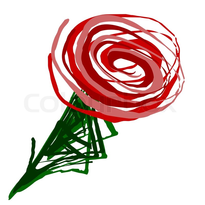 Red rose drawn swirl over white ... | Stock image | Colourbox