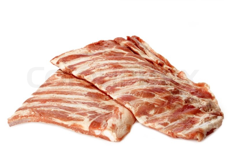 Raw spare ribs on white background | Stock image | Colourbox