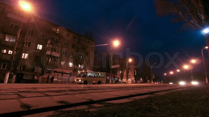 Traffic on the road in the night city. ... | Stock video | Colourbox