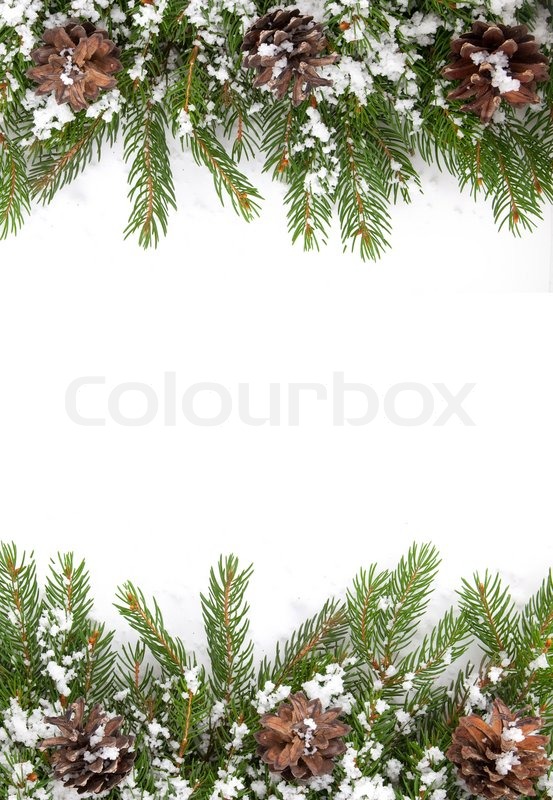 Julen rammer med sne isoleret på hvid ... | Stock foto | Colourbox