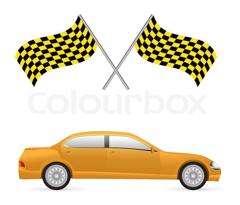 Vector racing flag and car | Stock vector | Colourbox