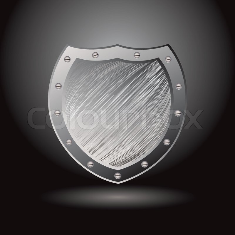Solid secure metal shield with brushed ... | Stock vector | Colourbox