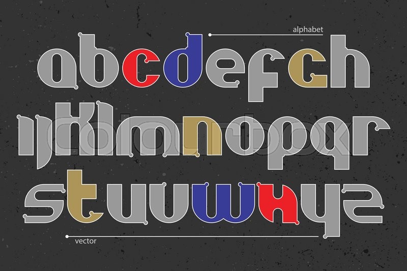 Set of stylized, alphabet letters over ... | Stock vector | Colourbox