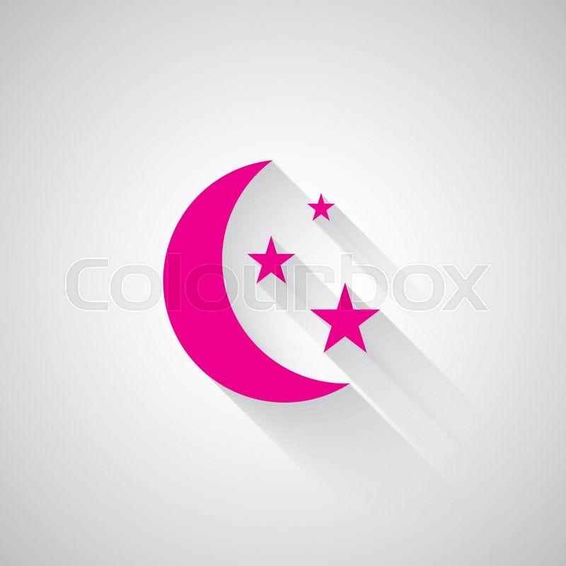Pink Moon And Stars web icon on light ... | Stock vector | Colourbox