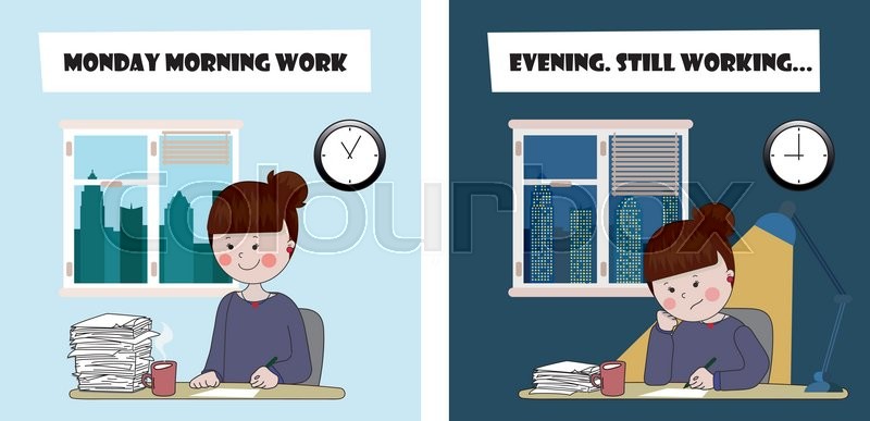 Hard working day of one beautiful ... | Stock vector | Colourbox
