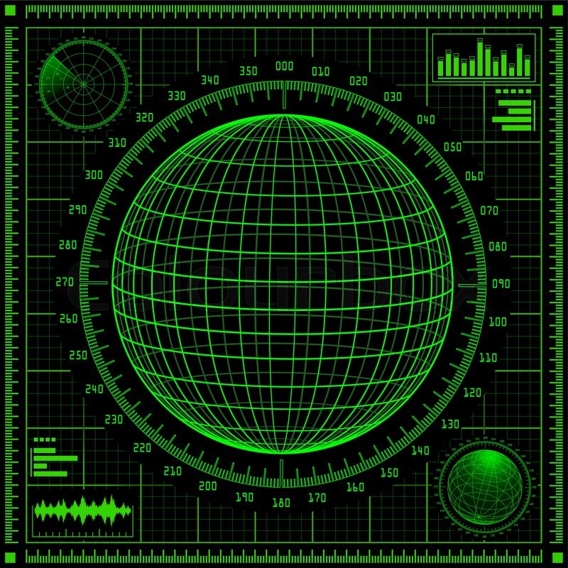 Radar screen with planet and ... | Stock vector | Colourbox