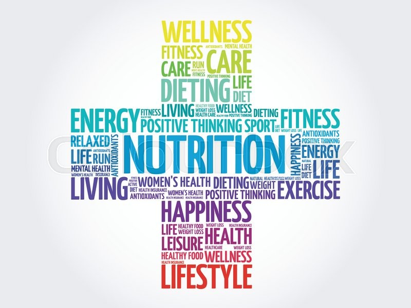 Nutrition word cloud, health cross ... | Stock vector | Colourbox