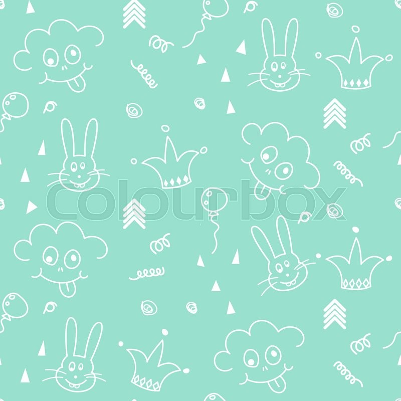 Baby mint and white doodle pattern ... | Stock vector | Colourbox