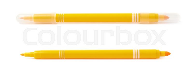 Felt-tip yellow pen marker isolated ... | Stock image | Colourbox