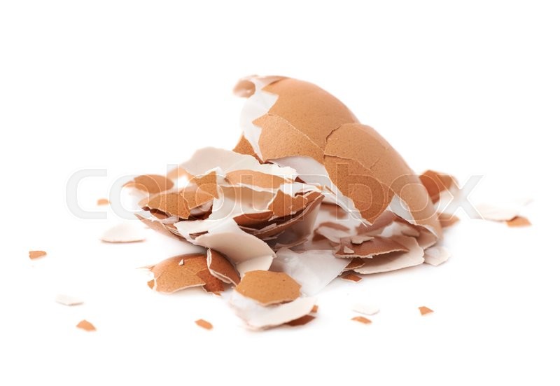 Pile of cracked egg shells isolated ... | Stock image | Colourbox