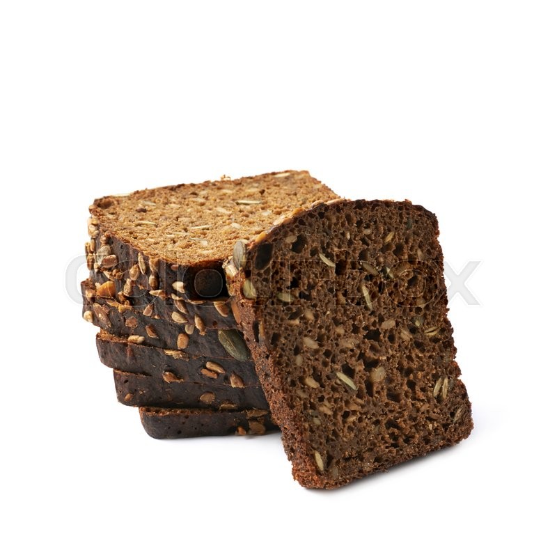 Stack of a black bread slices isolated ... | Stock image | Colourbox