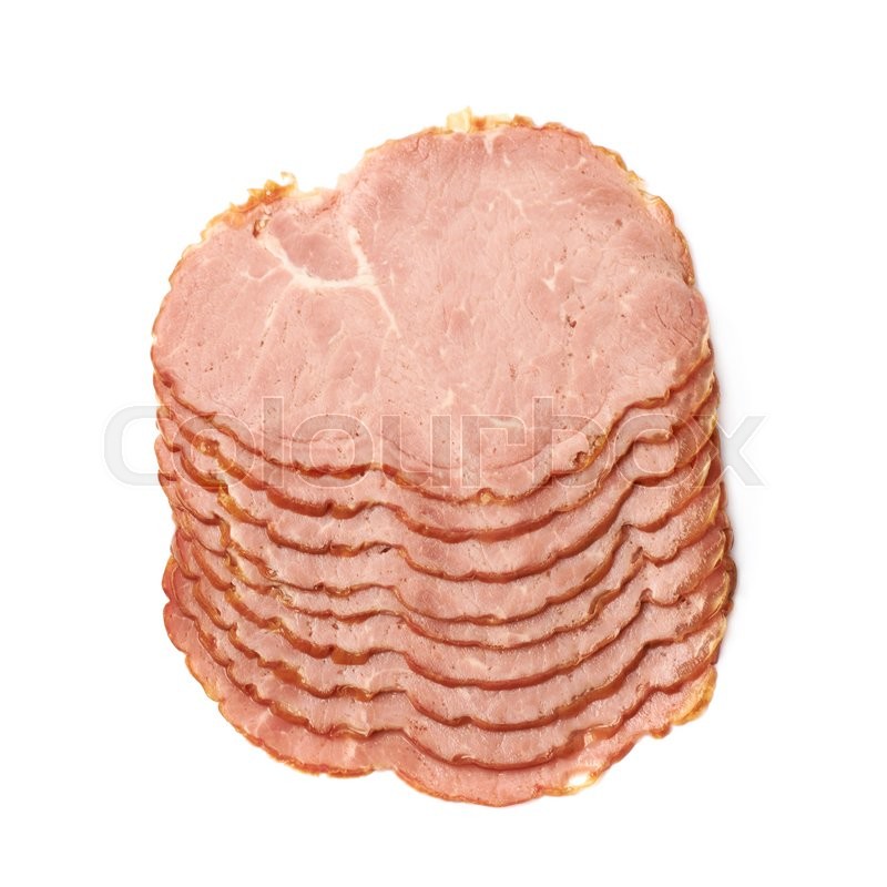 Stack of multiple ham slices isolated ... | Stock image | Colourbox