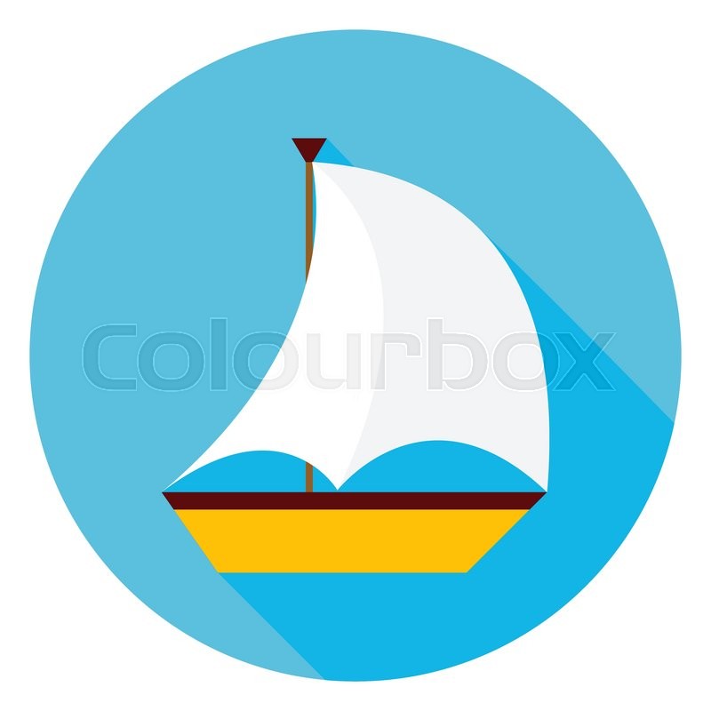Sea Boat Circle Icon. Flat Design ... | Stock vector | Colourbox