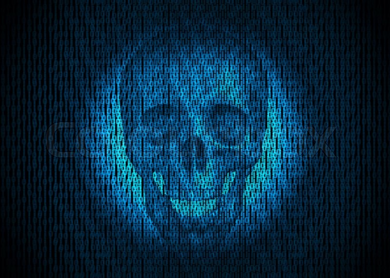 Virus skull in digital code, hacker on ... | Stock image | Colourbox