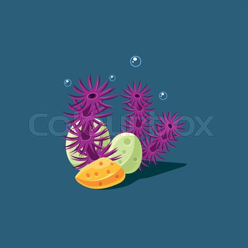 Coral And Polyp Cute Cartoon Style ... | Stock vector | Colourbox
