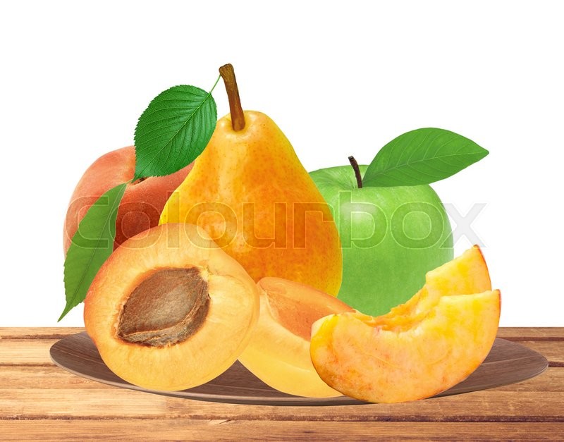 Fresh apricot, peach, apple and pear on ... | Stock image | Colourbox