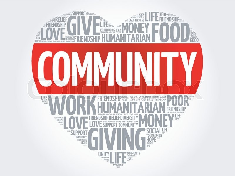 Community word cloud, heart concept | Stock vector | Colourbox