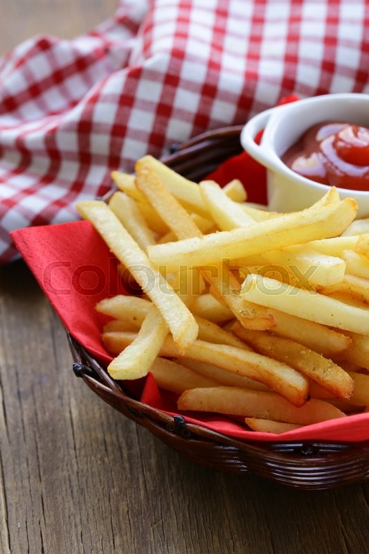 Traditional French fries with ketchup ... | Stock image | Colourbox