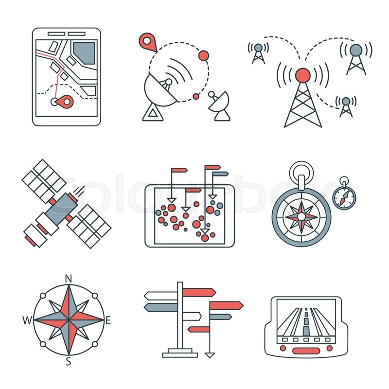 Different navigation icons set with ... | Stock vector | Colourbox